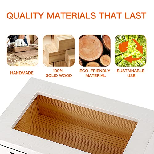 Dryer Sheet Holder - Wooden Dryer Sheet Dispenser for Fabric Softener Sheets, Rustic Dryer Sheet Container Storage Box, Farmhouse Laundry Sheet Dispenser for Laundry Room Decor - White