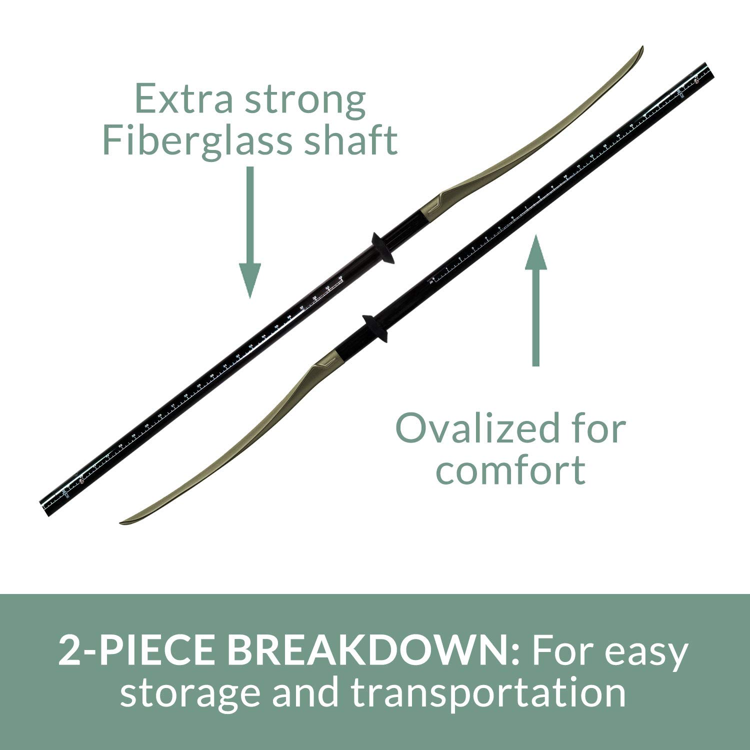 Bending Branches Angler Classic 2-Piece Snap-Button Fishing Kayak Paddle; (Black Shaft/Sage Green Blade - 240cm)