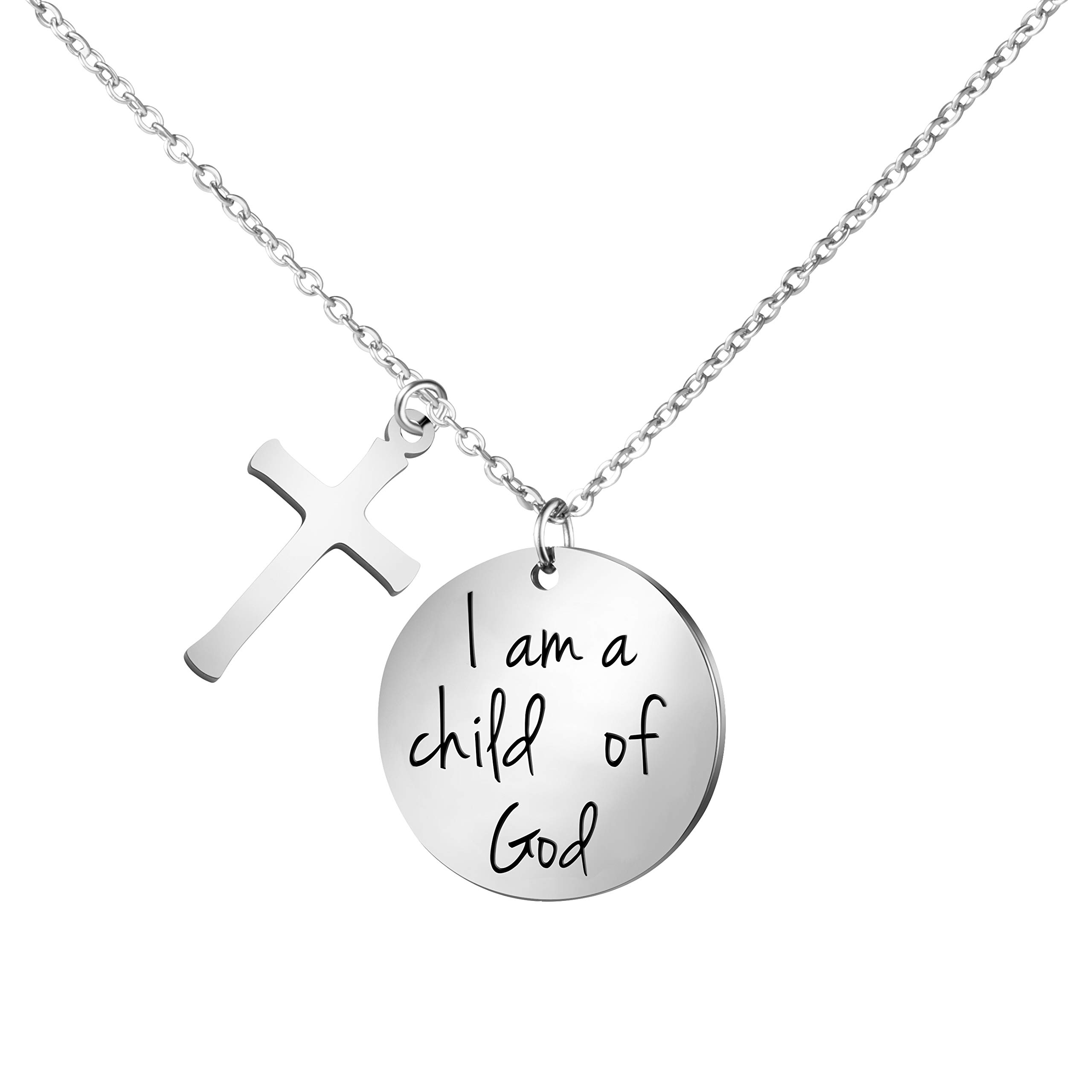 Bible Verse Cross Pendant Christian Necklace Prayer Charm Faith Religious Jewelry Christian Necklaces for Women Engraved I am a Child of God
