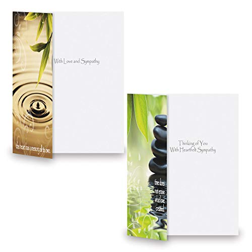 Thoughts of Peace Sympathy Greeting Cards - Set of 8 (4 Designs), Large 5" x 7", Sympathy Cards with Sentiments Inside, White Envelopes