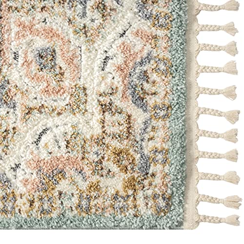 LUXE WEAVERS Southwestern Medallion Fringe Blue 8x10 Area Rug