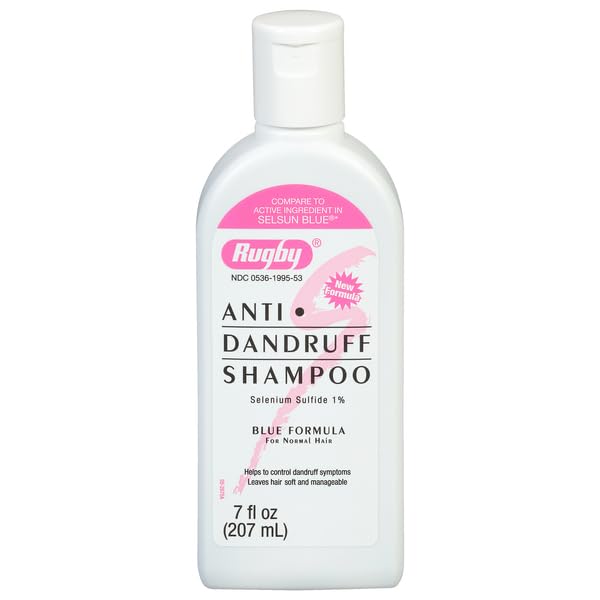 Rugby Selenium Sulfide Anti-Dandruff Shampoo - Blue Formula for Normal Hair - 7 Oz
