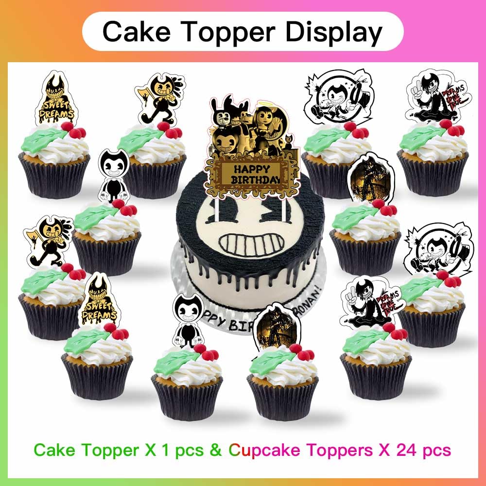 Bendy And The Ink Machine Party Supplies Decorations Cake Topper Birthday Backdrop Background Decor