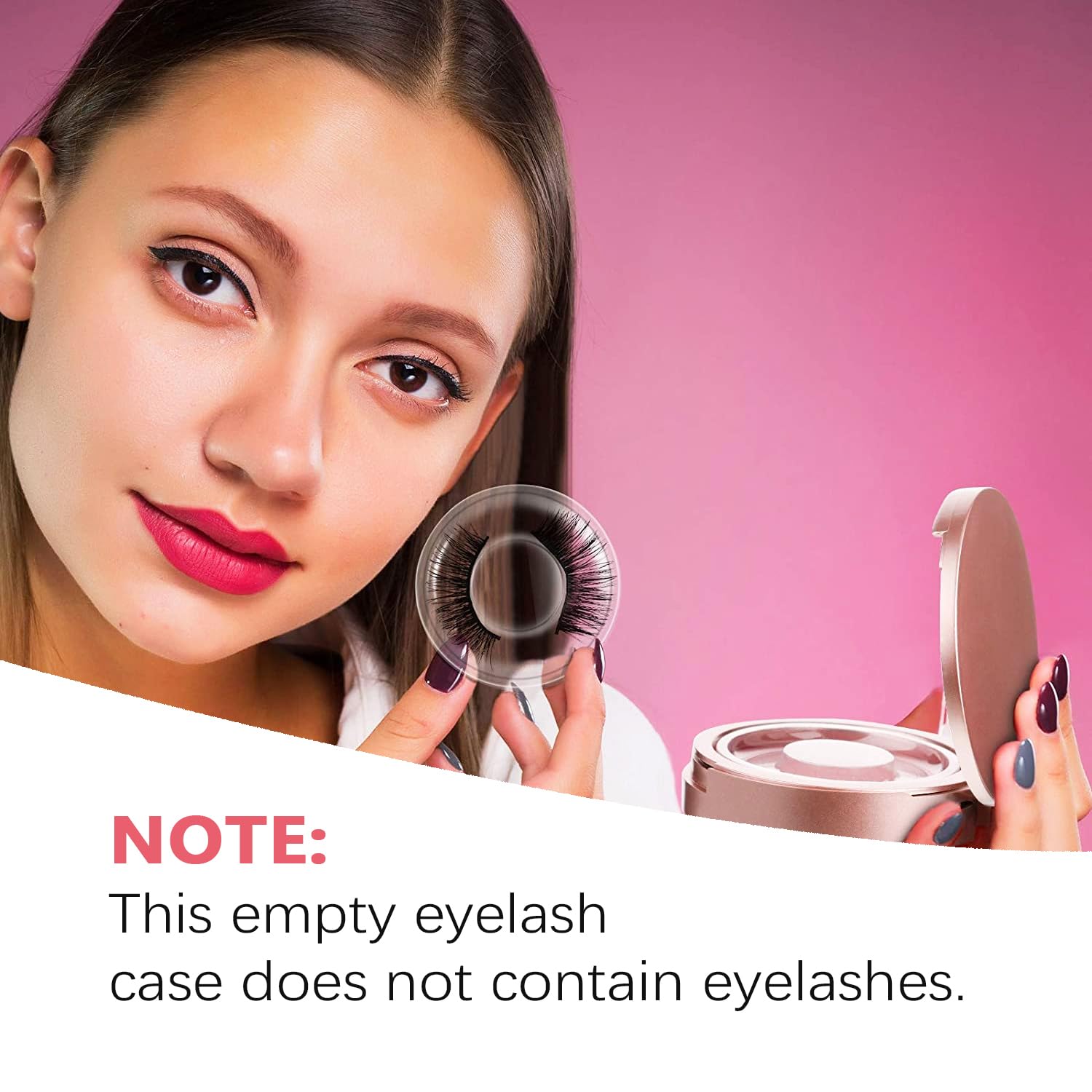 BUCICE Eyelash Case, 3 Layers Circle Eyelash Storage Box with Mirror, Empty Travel Lash Case Place Eyelashes Cosmetic Case for Women and Girls (Rose Gold)