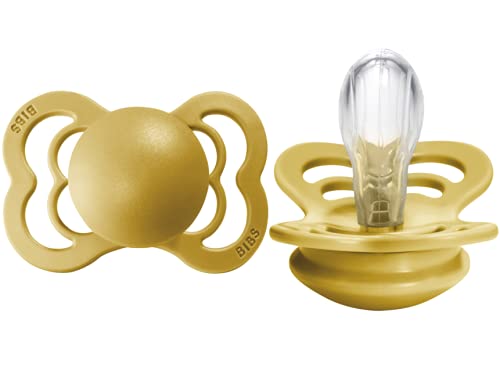 BIBS Supreme Baby Pacifiers | BPA-Free Silicone Pacifier | Made in Denmark | Set of 2 Soothers (Blossom, 0-6 Months)