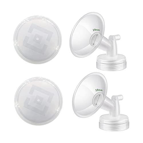 Begical 2pc 19mm Flange&Flange Cover Compatible with Spectra/Motif Luna/Amada MYA Breastpumps Replacement to Pump Parts/Flanges/Shields. Compatible with Spectra S1 S2 9 Plus Parts/Accessories