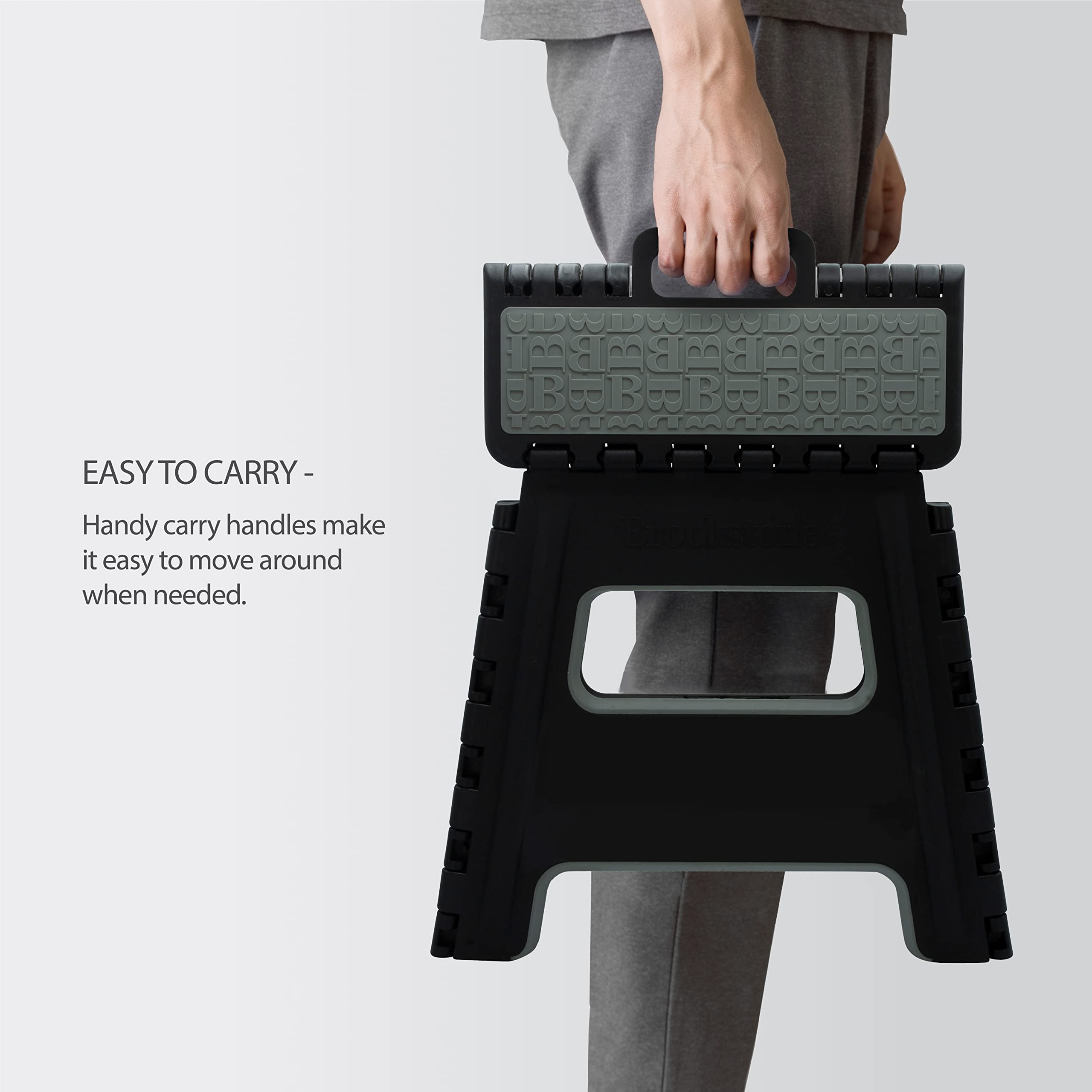 BROOKSTONE, 13” Non-Slip Textured Grip Surface, Foldable Space Saving Design, Carrying Handle, Holds Up to 300 Pounds, for Kitchen and Rest of Home