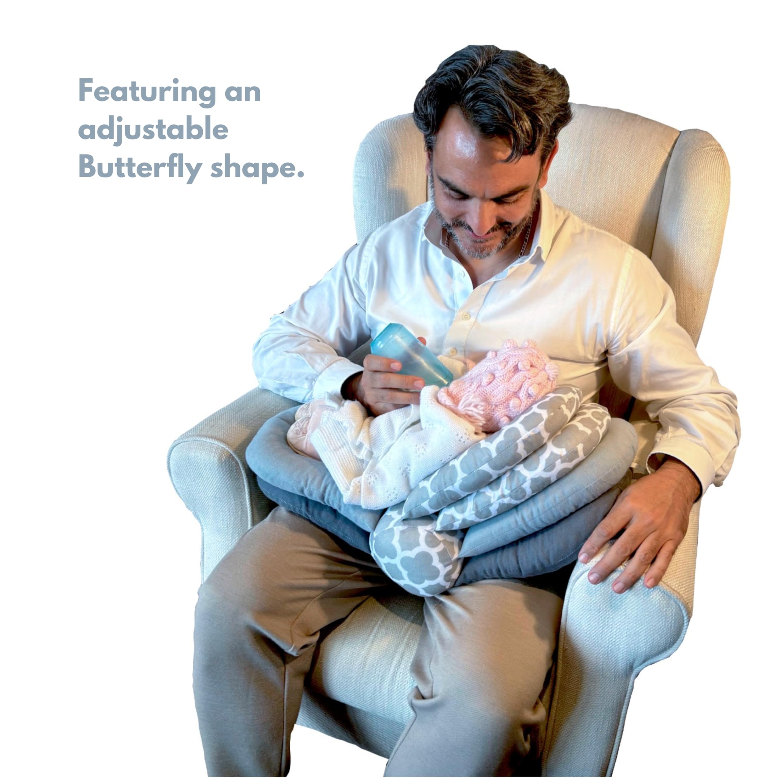 bodreamz Nursing Pillows for Breastfeeding, Butterfly Style Adjustable and Multi-Layer, Breastfeeding Pillows for Newborns Made of Composite Fiber and Cotton, Includes 3 Ultra-Soft Baby Towels