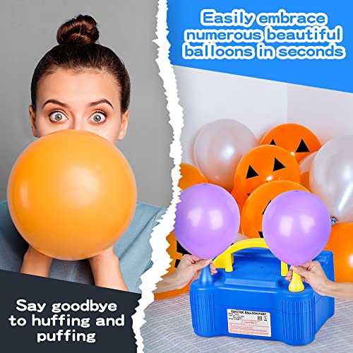Electric Balloon Pump, LooLaa Balloon Air Pump Dual Nozzle Balloon Inflator Blower with Balloon Decorating Strip Kit for Event and Party Decoration