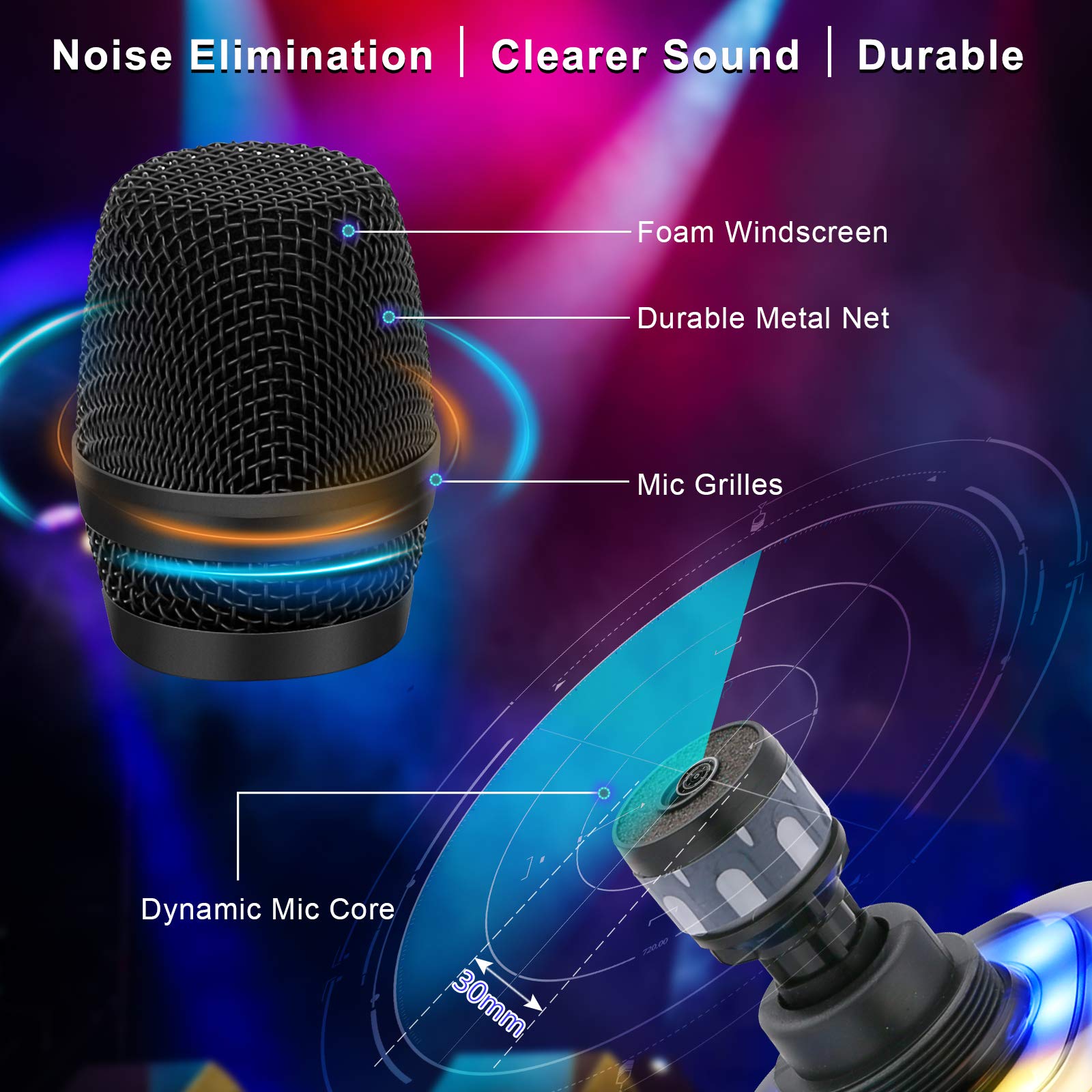BONAOK Wireless Bluetooth Karaoke Microphone with Magic Voice, Portable Handheld Mic and Speaker Machine for Home Party Birthday PC/All Smartphones D30(Blue)