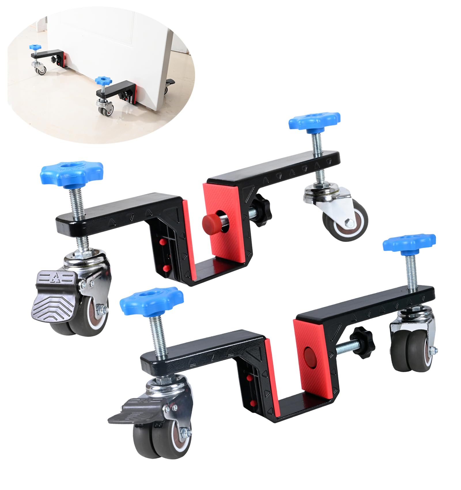 Door Installation Dolly Kit with Wheels - Interior Door Install Tools for Most Pre-Hung or Slab Doors, Plywood Dolly Protect Your Back – Commercial & Residential Use (Black)