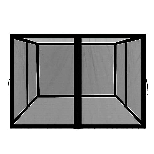 EasyLee Gazebo Universal Replacement Mosquito Netting 10x12, 4-Panel Screen Walls for Outdoor Patio with Zipper, Mosquito Net for Tent Only (Black)