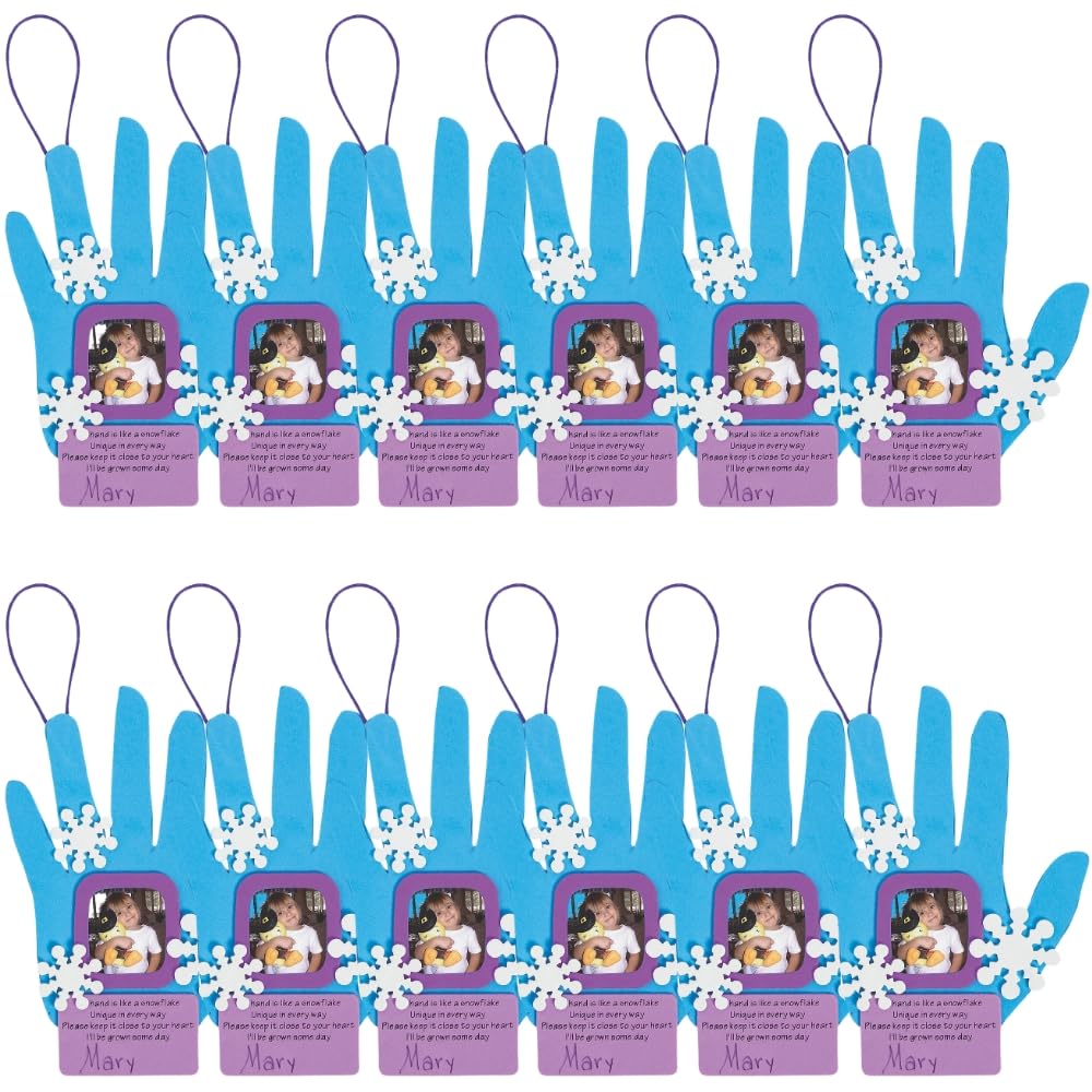 Snowflake Handprint Picture Ornament Cra - Crafts for Kids and Fun Home Activities