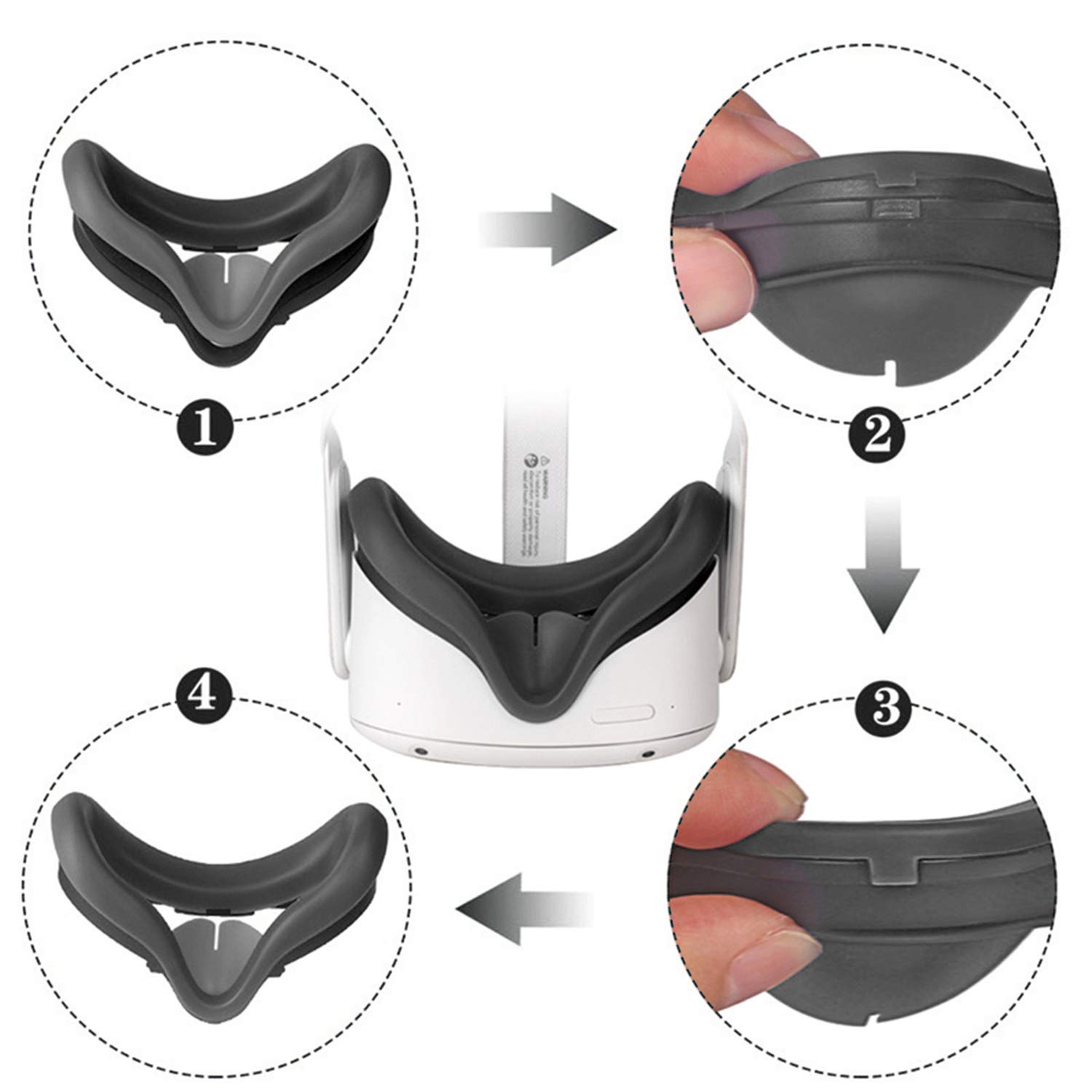 beyonday Controller Grip Cover, with Adjustable Straps, Sponge Head Beam, Lens Protective Cover, Wrist Straps, Cover for Oculus Quest2 Accessories Silicone Protector