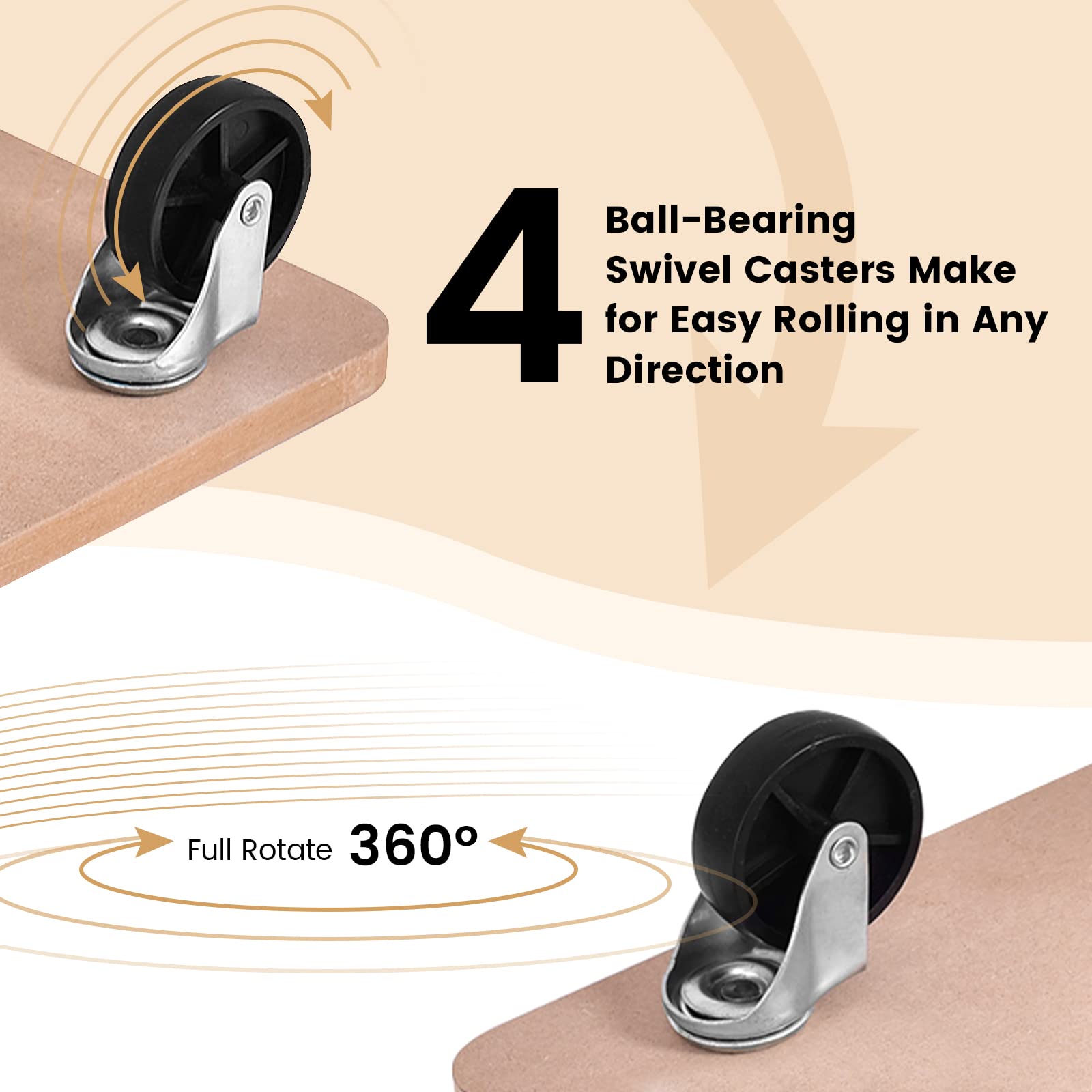 BOSEO Furniture Dolly, Securely Holds 500 Lbs Heavy Duty 4 Wheels Moving Dolly, Furniture Movers with Wheels for Piano Couch Fridge Heavy Items(23" x11.5" Platform)