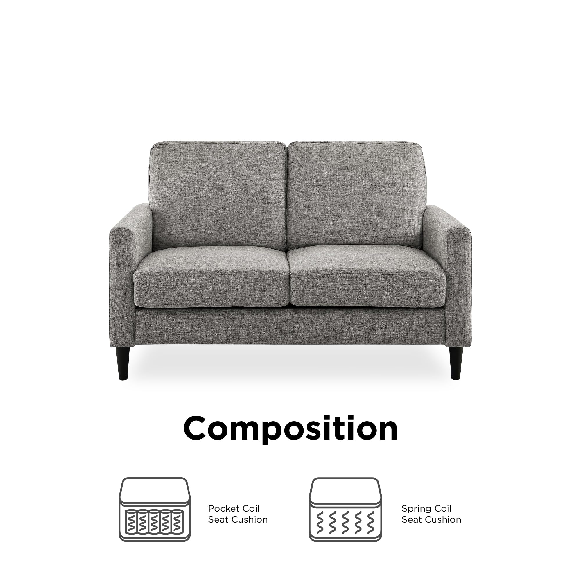 Dorel Living DHP Dorel Living Beckie Loveseat, Gray Love Seats