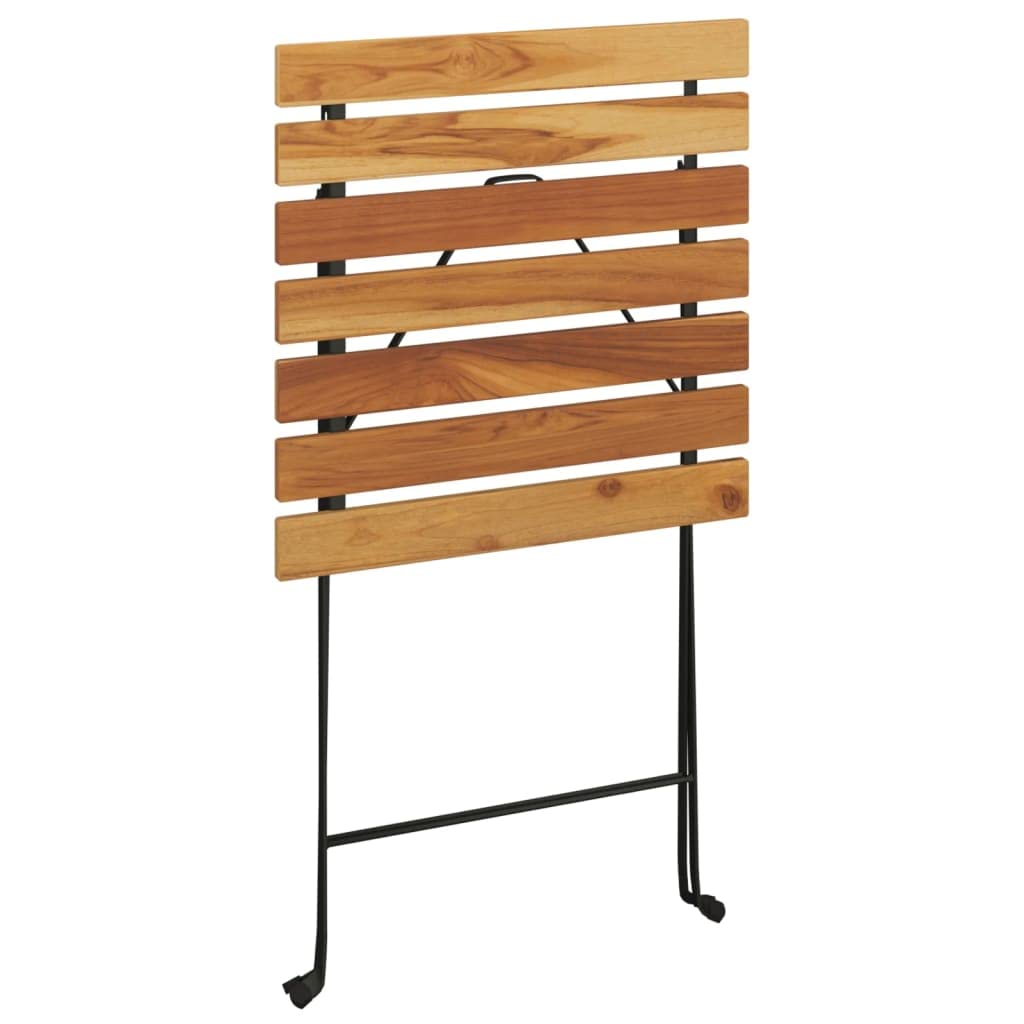vidaXL Portable Folding Bistro Table - Outdoor Furniture Piece, Solid Teak Wood and Steel Construction, Weather Resistant, Versatile Use, Easy Storage and Transportation