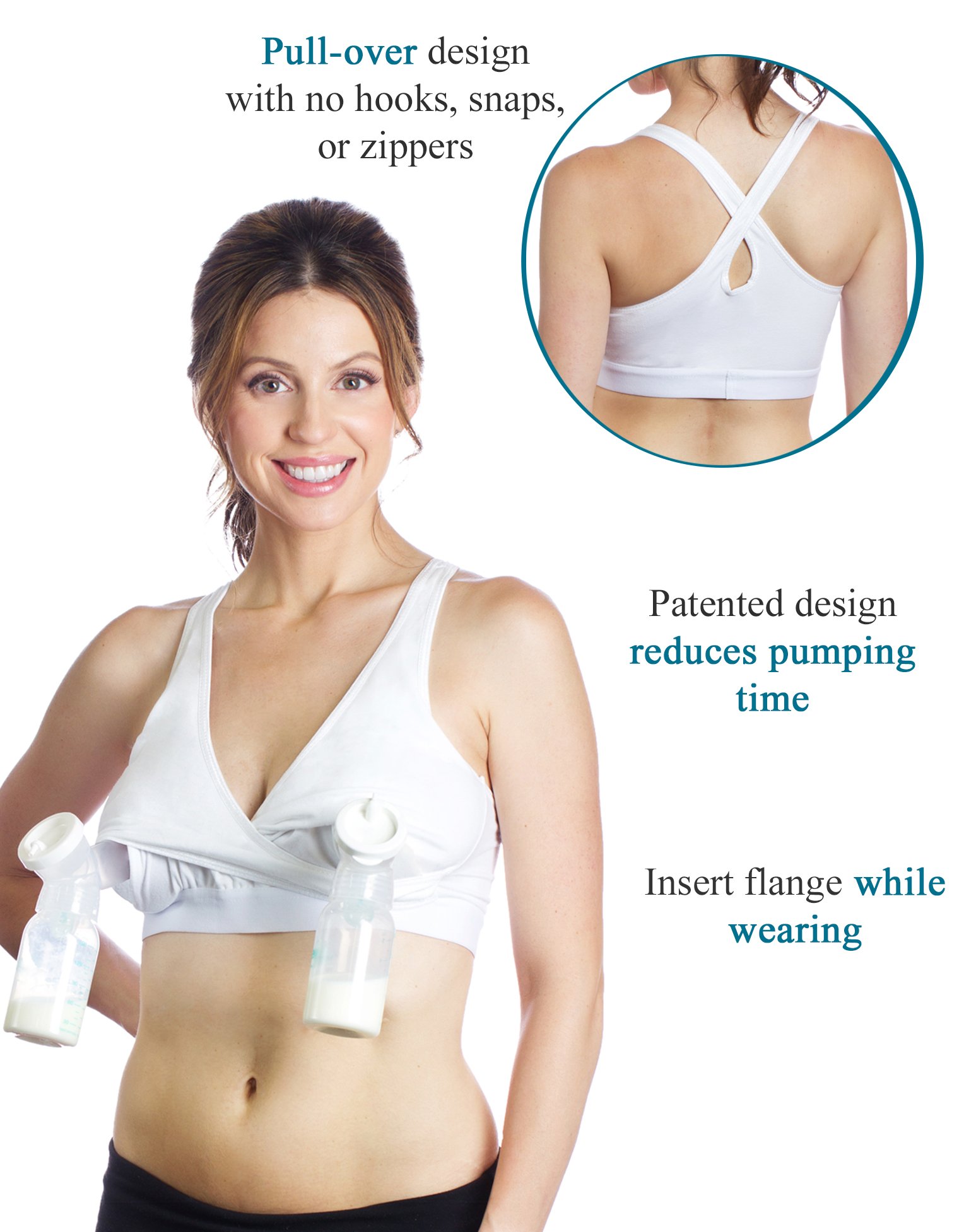 Rumina Racerback Hands Free Pump&Nurse Nursing Bra for Pumping. Perfect for Breastfeeding Pumps by Spectra, Medela, Lansinoh, etc., Black L