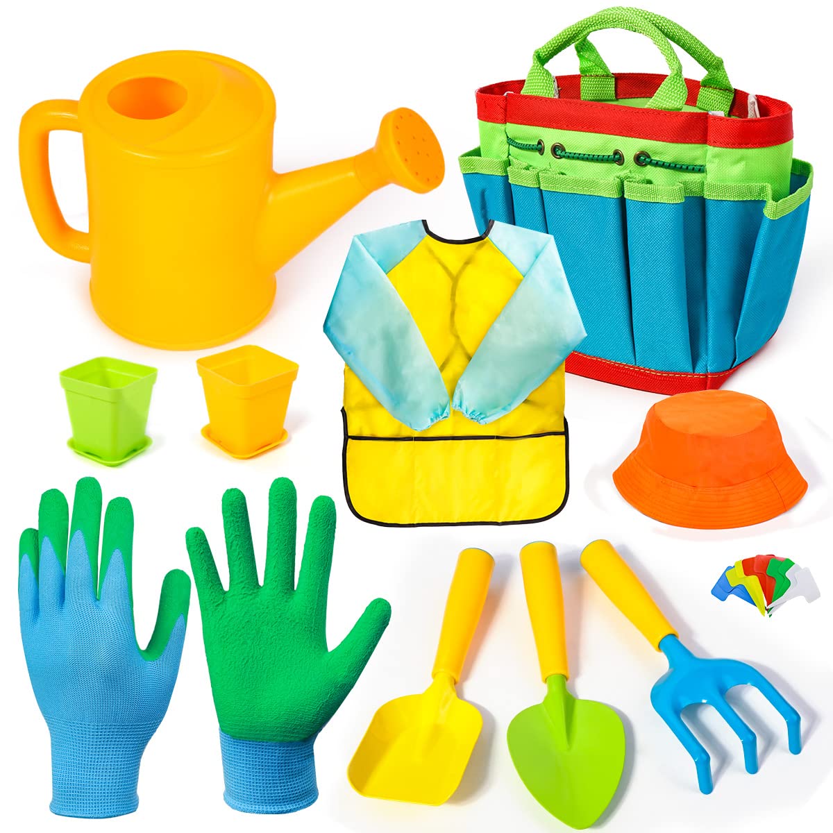 Meland Kids Gardening Tools - Toddler Garden Tools Set - Shovel, Rake, Trowel, Watering Can, Gardening Gloves - Garden Toys Gift for Preschool Boys & Girls