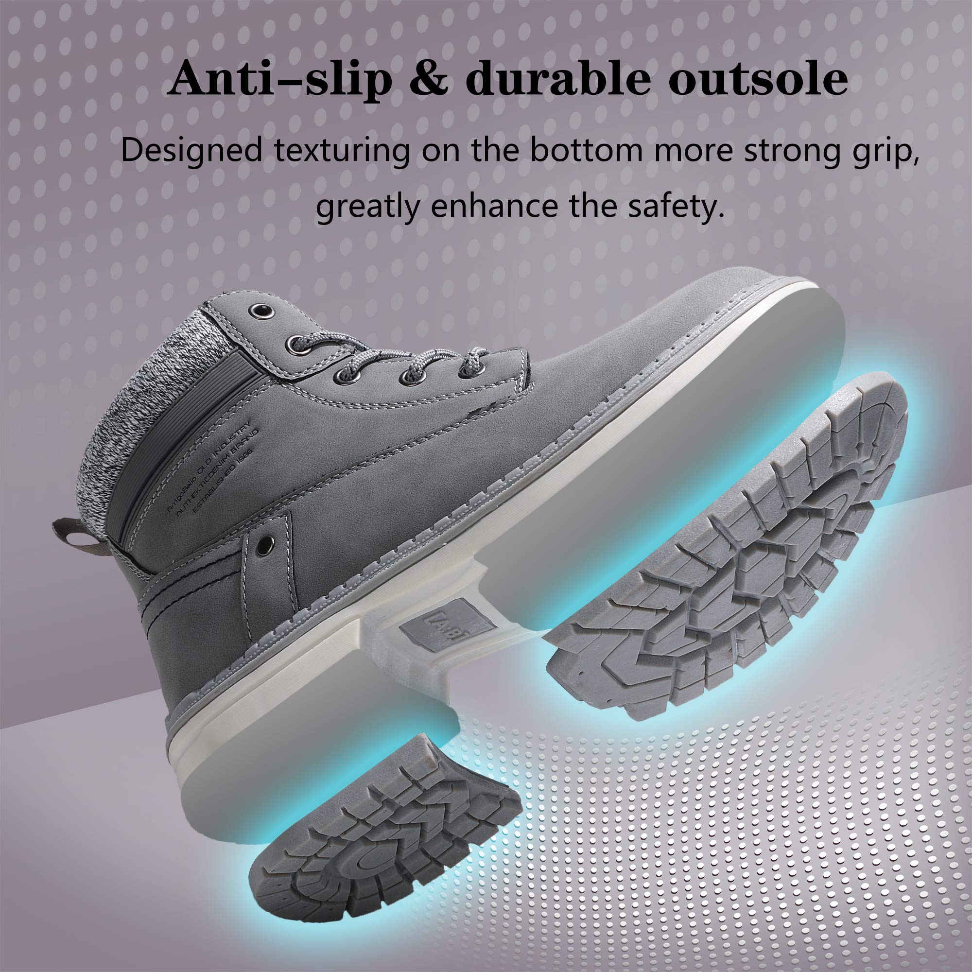 AX BOXING Womens Snow Boots Anti-slip Hiking Boots Water Resistant Warm Winter Shoes for Work Outdoor(Black Fur Lined,Size_8.5)