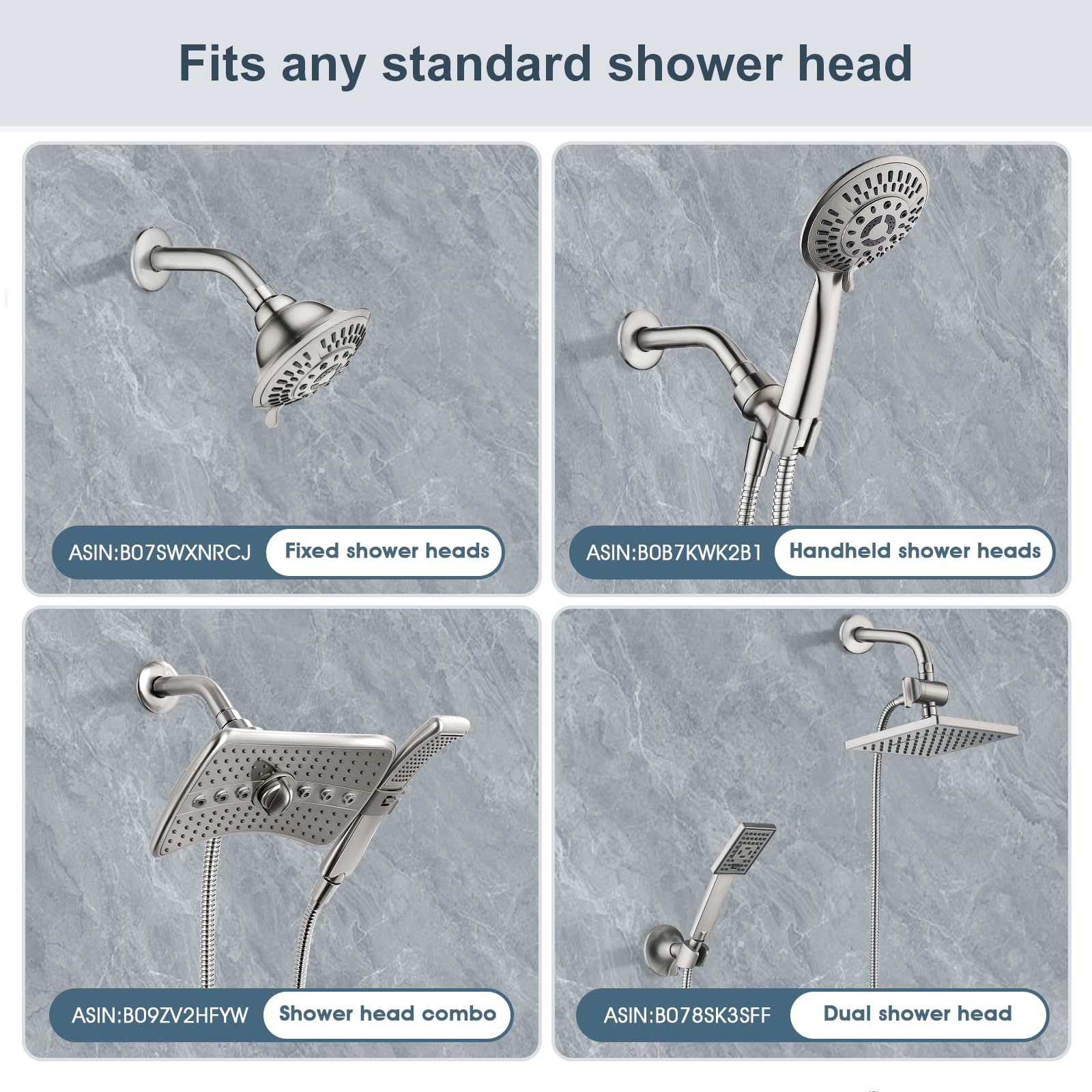 BRIGHT SHOWERS 6 Inch Brass Shower Arm with Flange Shower Pipe Arm for Wall Mount Fixed and Handheld Shower Head, Brushed Nickel