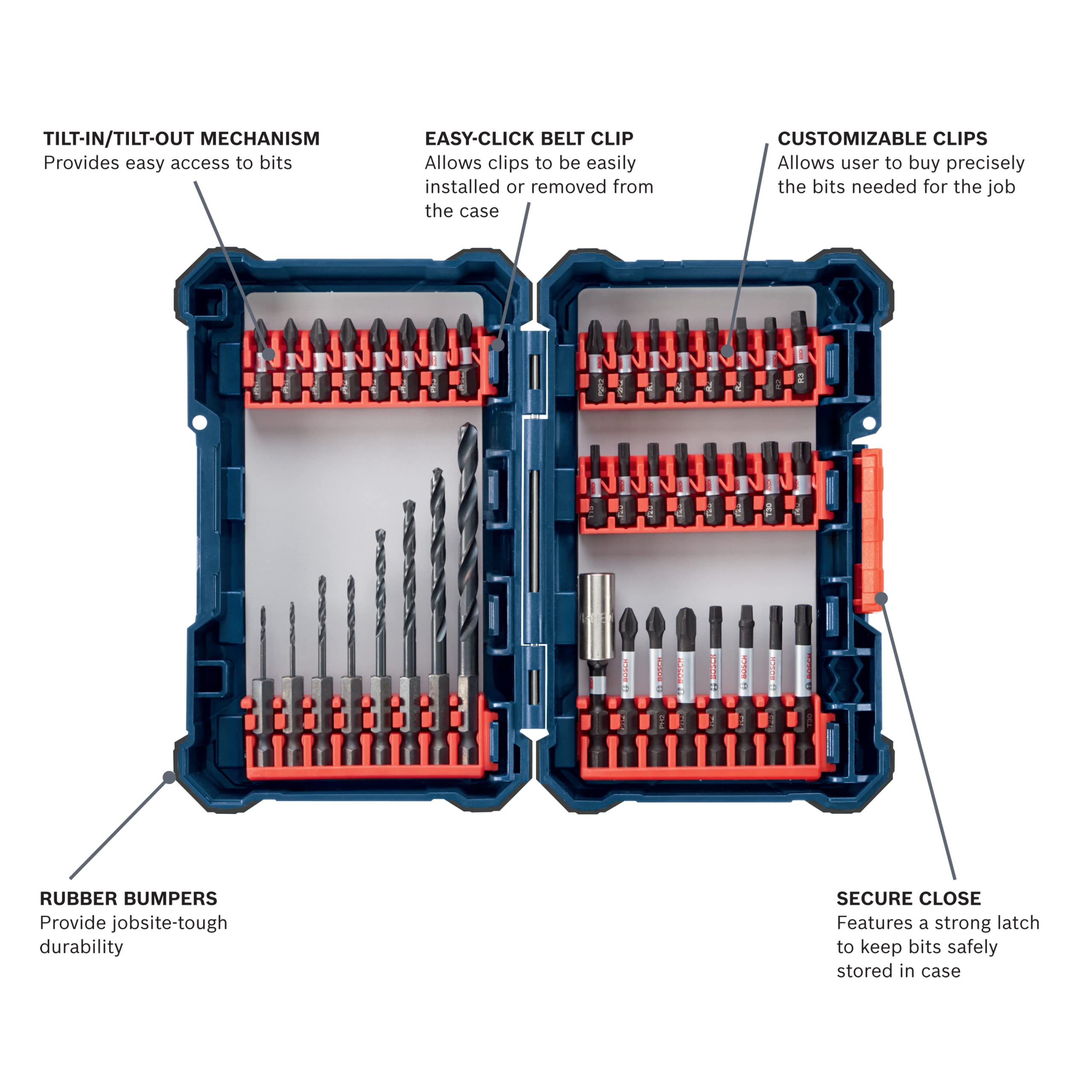 Bosch 40 Piece Impact Tough Drill Driver Custom Case System Set DDMS40 with Bosch Power Tools Combo Kit CLPK22-120 - 12-Volt Cordless Tool Set (Drill/Driver and Impact Driver)