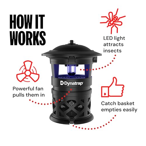 DynaTrap DT1130SR 1/2 Acre Mosquito & Flying Insect Outdoor Trap and Killer β Kills Mosquitoes, Flies, Wasps, Gnats, & Other Flying Insects - Bug Zapper Alternative - Black