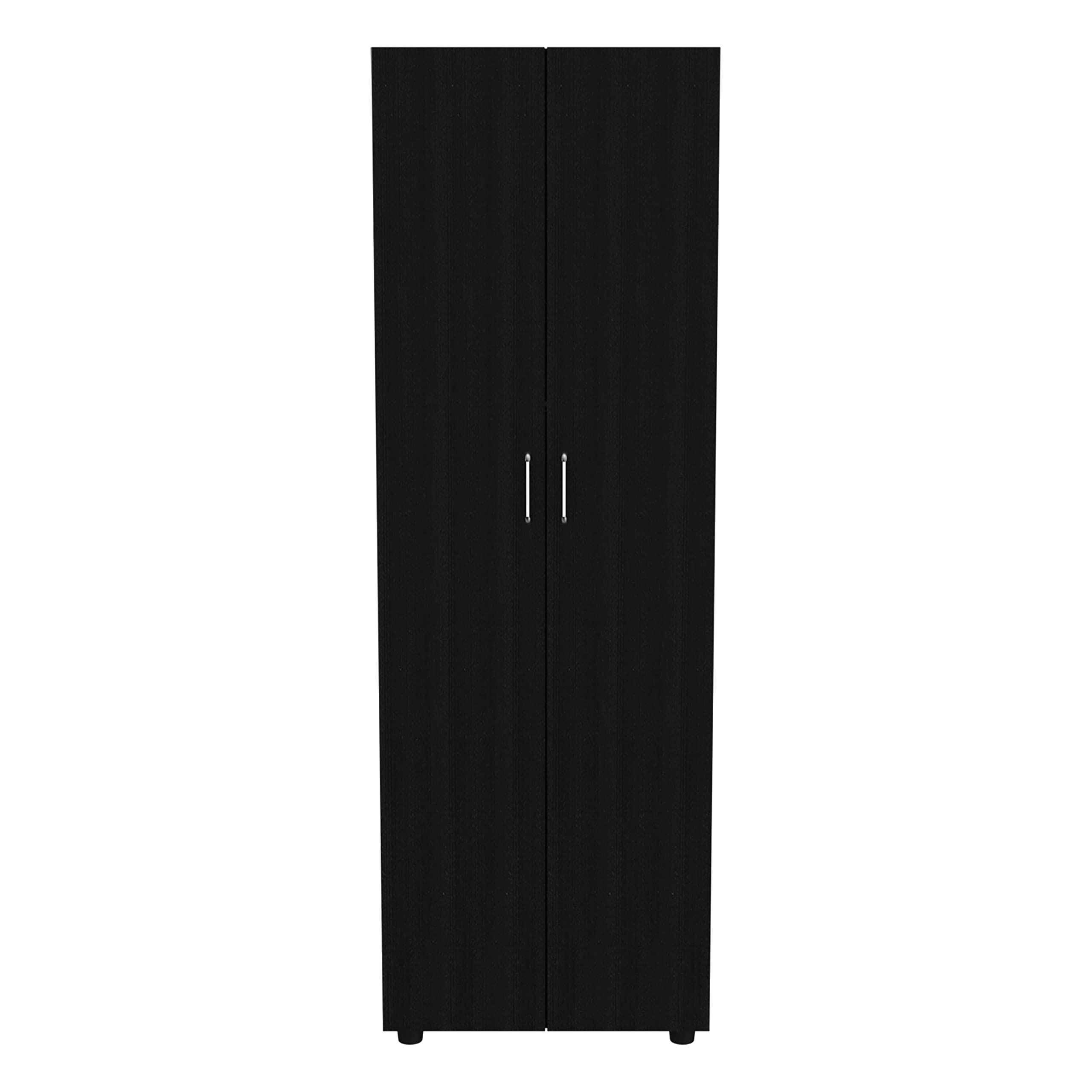 Tuhome Aurora Armoire, Two Interior Shelves, Rod, Double Door -Black