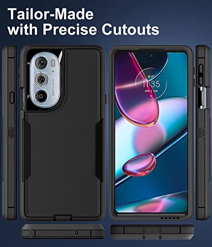 Dahkoiz for Motorola Edge Plus(2022) Case, Moto Edge Plus 5G UW 2022 Case with Dust-Proof Cap, Full Body Protection Silicone Rubber Cover Phone Case for Motorola Edge Plus(2022), Black