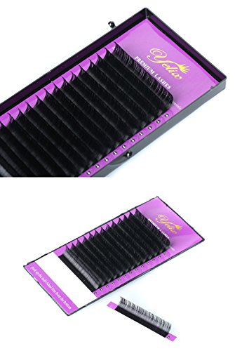 Black False Eyelashes Extensions Makeup Mink Eyelash Single Length Fake Individual Eye Lash 100% Handmade for Professional Use (D Curl 0.05mm Thickness 14mm Length)