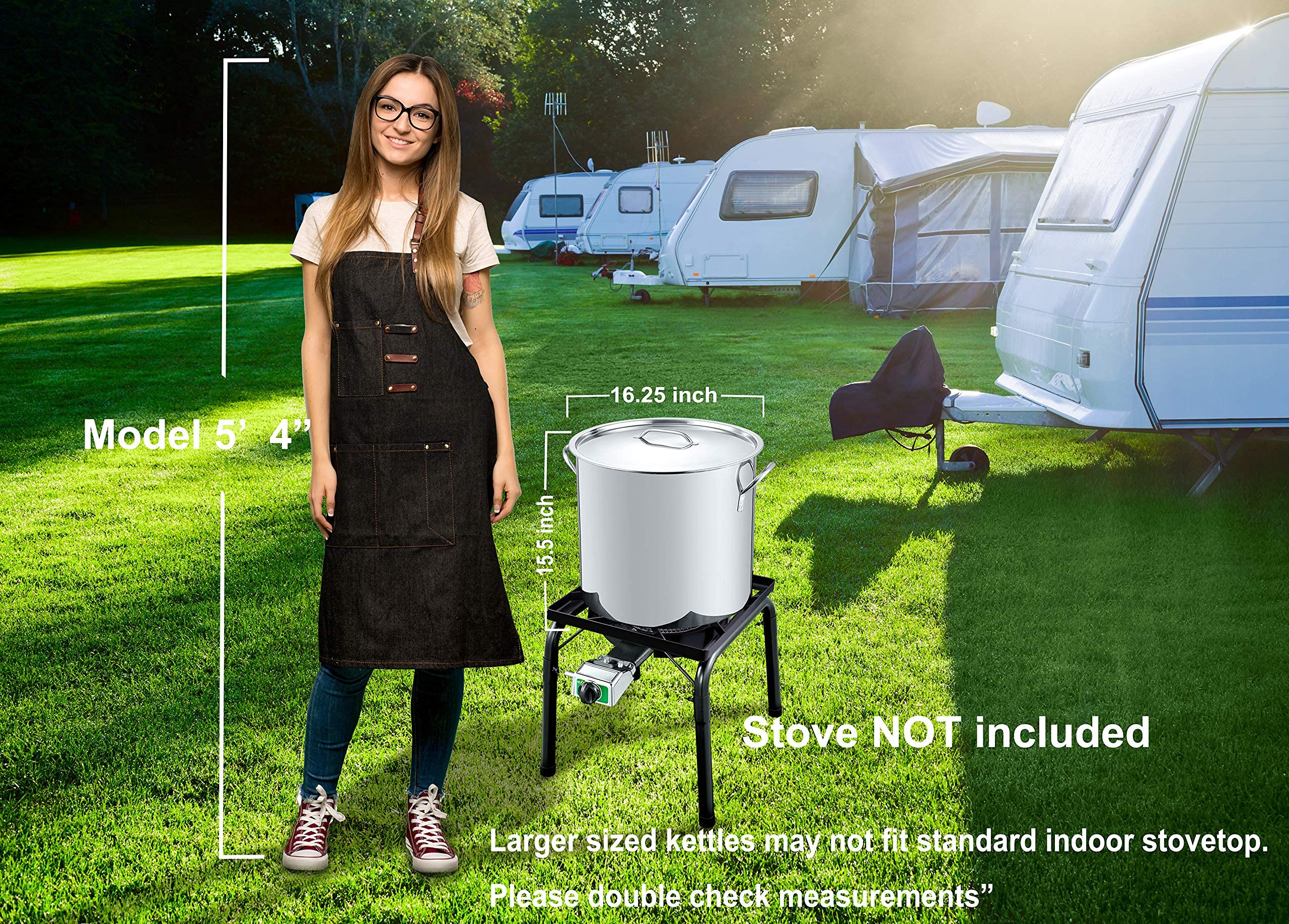 CONCORD 53 QT Stainless Steel Stock Pot w/Basket. Heavy Kettle. Cookware for Boiling