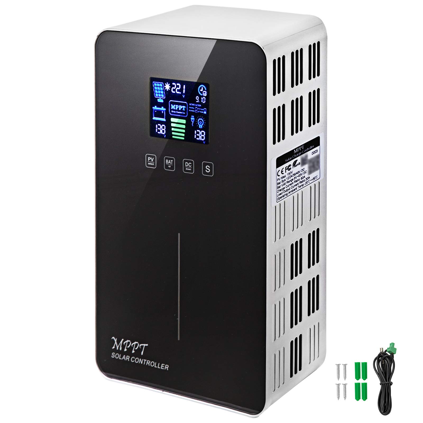 BestEquip 40A MPPT Solar Charge Controller DC 12V 24V 36V 48V Auto Battery Regulator PV 150V MAX Input MPPT Charge Controller Finger Touch Interface for Solar Panel and Lithium Battery