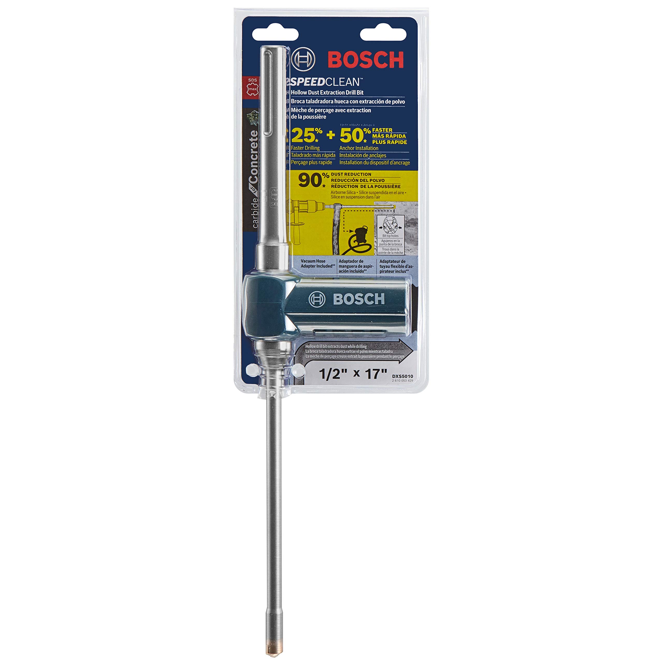 Bosch DXS5010 1/2 in. x 8 in. x 17 in. SDS-max® Speed Clean™ Dust Extraction Bit