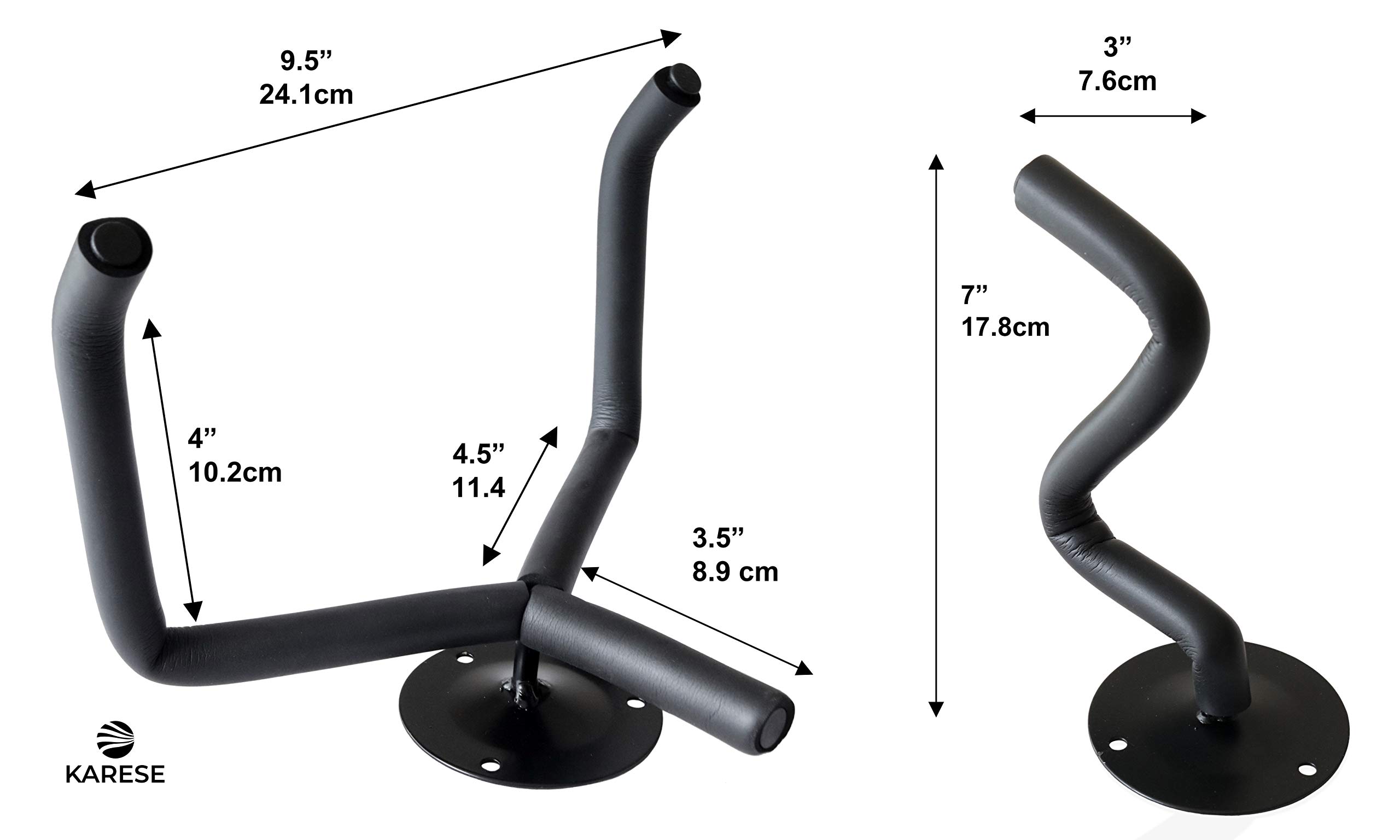 Horizontal Guitar Wall Mount with Guitar Strap and Pick, Padded Wall Hanger Hooks for Electric, Acoustic Guitars, Bass or Mandolin