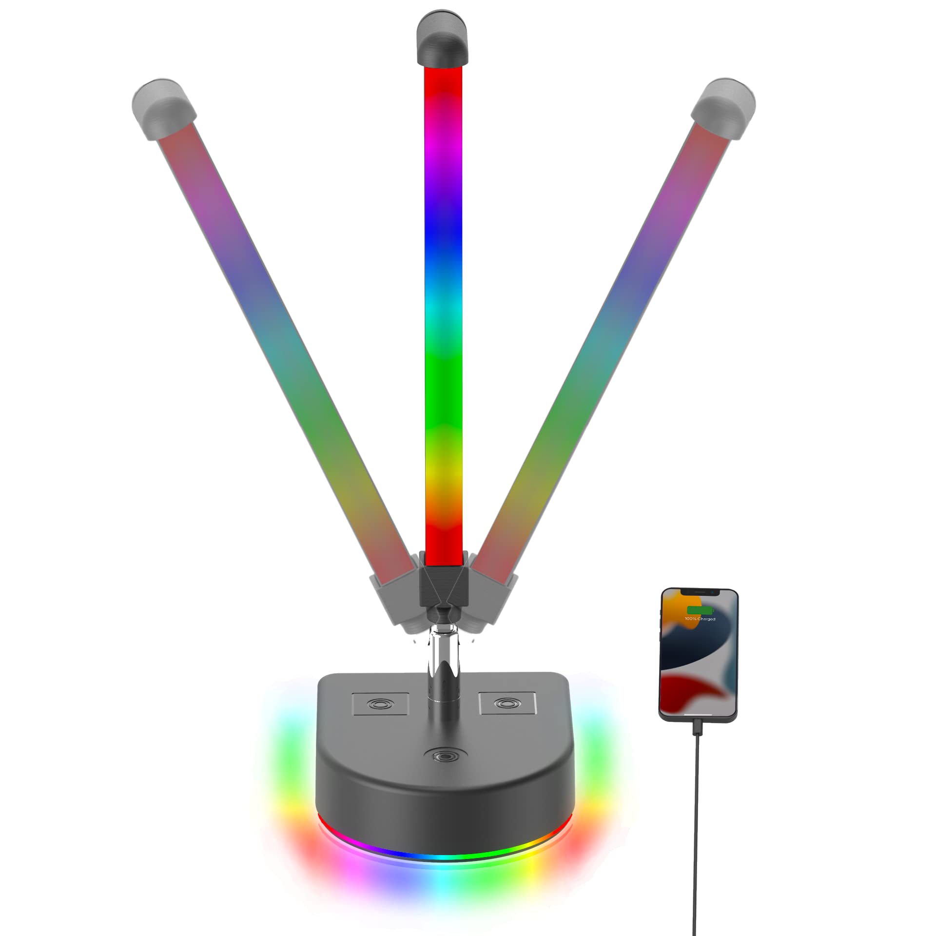 BGMUTCX Smart Lighting Tower with RGB Headphone Stand,Control Smart LED Light Bars, RGB Ambiance TV Backlights with Headset Stand, with USB Charging Port or USB Hub,PC, TV, Room,Decoration