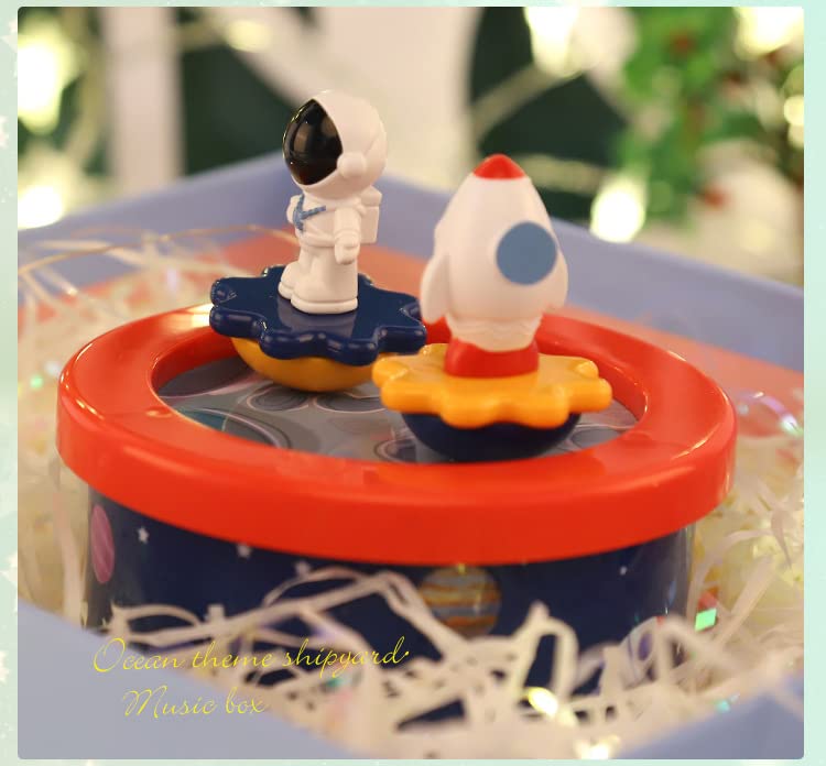 BUAOQIMO Music Box Astronaut Rotating Planet Exploration Music Box Birthday Gift for Children's Toy
