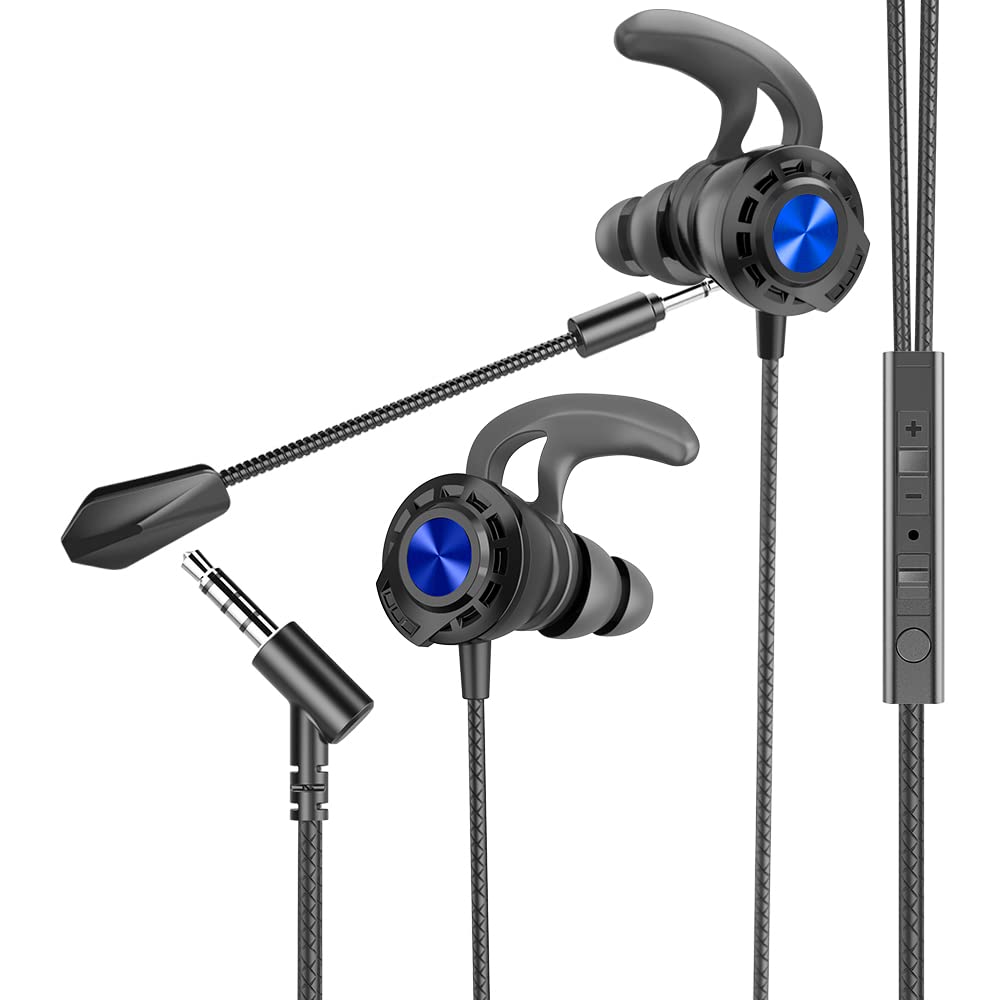 BENGOO G16 Gaming Earbuds, in-Ear Gaming Headset, Gaming Earphones with Dual Microphone, Mic Mute and Volume Control, Wired Earbuds for PC Mobile PS4 5 Xbox Nintendo Switch PlayStation,3.5MM Jack