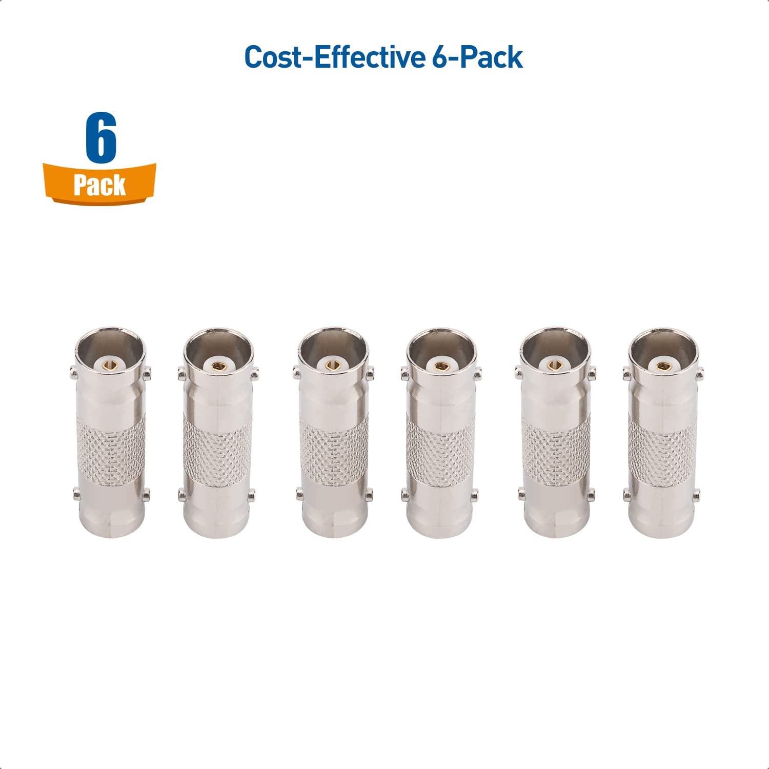 Cable Matters 6-Pack BNC Female to Female Coupler (BNC Coupler, BNC to BNC Coupler) for CCTV, Radio, and Antennas
