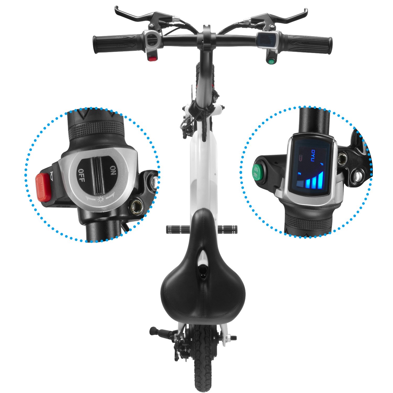 Bestkucky Folding Electric Bicycle, 350W 36V Lightweight E-Bike Mini Electric Bike with 15 Mile Range, Collapsible Frame, and APP Speed Setting (White-6AH)