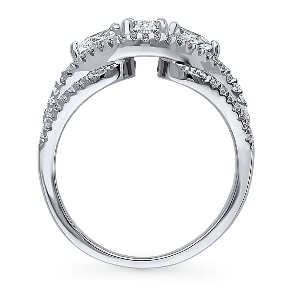 BERRICLE Sterling Silver Woven Wedding Engagement Rings Cubic Zirconia CZ 3-Stone Promise Ring for Women, Rhodium Plated Size 6