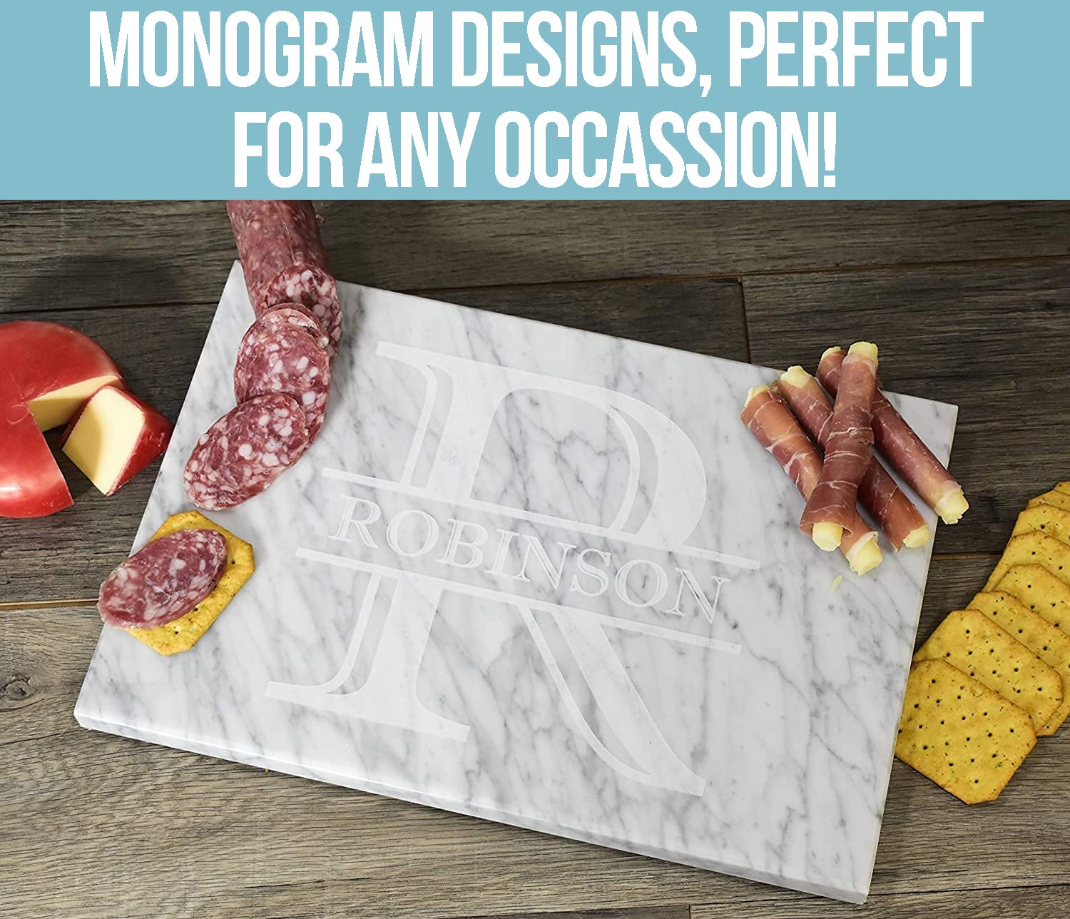 Brew City Engraving - Personalized Custom Engraved Marble Stone Charcuterie Serving & Pastry Board/Tray - Black, White or Tan