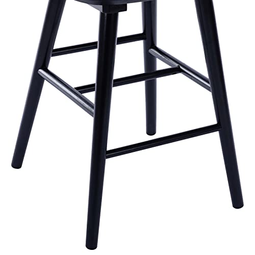 Duhome Wood Bar Stools Set of 2, Farmhouse Counter Stools 24’’ Barstool with Spindle Back Counter Height Stool Chairs for Kitchen Islands, Black
