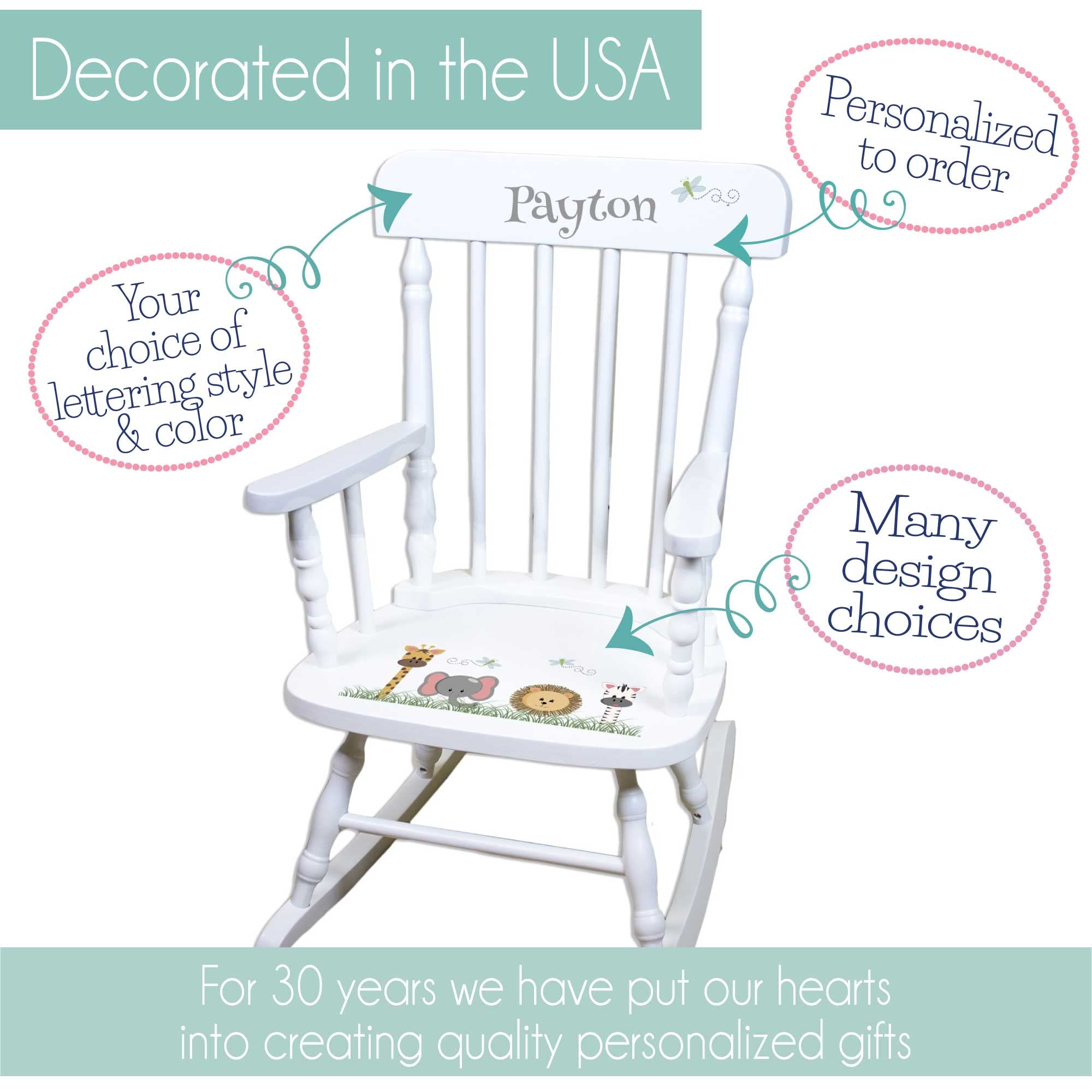 My Bambino Children's Personalized White Rocking Chair I Love You to The Moon and Back