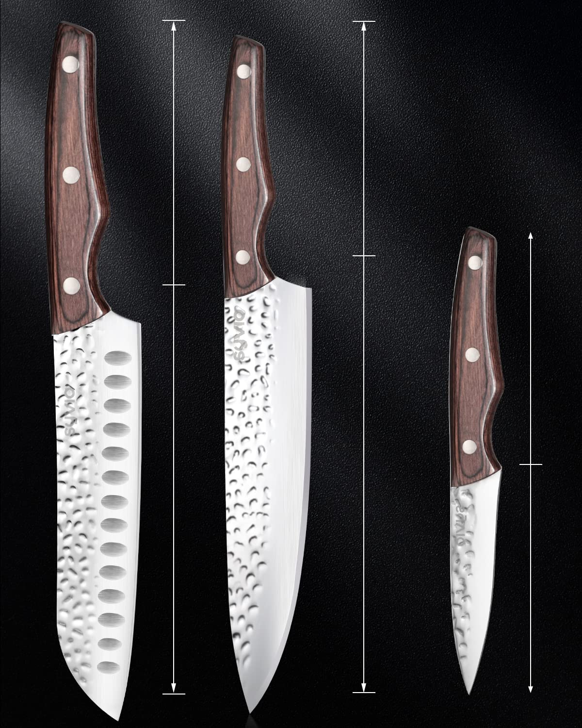 syvio Chef Knife Set, Kitchen Knives with High Carbon Stainless Steel & Wooden Handle, Kitchen Knife Set 3 PCS-8" Chef’s Knife &7" Santoku Knife&5" Paring Knife with Gift Box