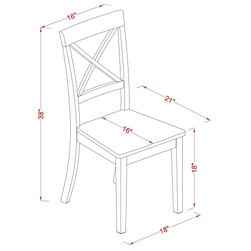 East West Furniture PSBO5-MAH-W 5Pc Dinette Set Includes a Rectangle 48/60 Inch Dinner Table with Butterfly Leaf and 4 Wood Seat Kitchen Chairs, Mahogany Finish
