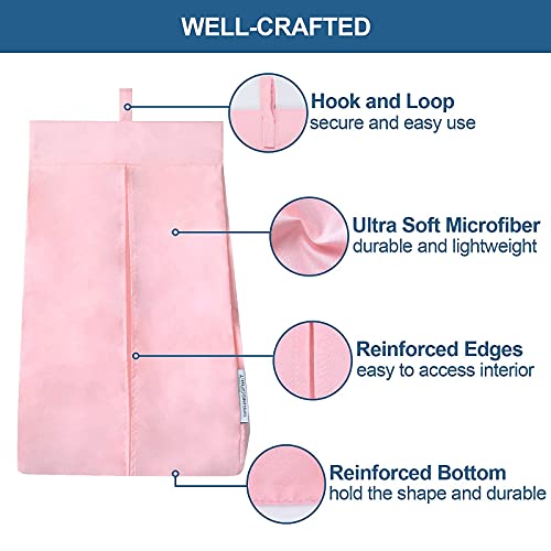 SPRINGSPIRIT Crib Skirt with Lovely Pompoms & Diaper Organizer Hanging Diaper Stacker Pink