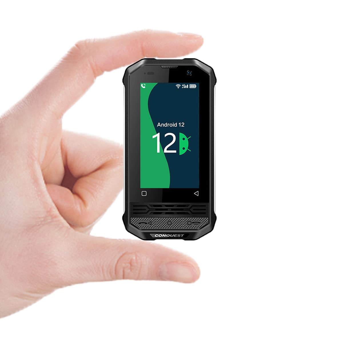 CONQUEST F2 2022 Mini Rugged Smartphone, Android 12 Unlock Cell Phone, Global 4G, 6+128GB, 3700mAh Removable Battery, PTT Button, 16MP + 8MP Camera, NFC, FM, IR Remote Control,4 Positioning (Luxury)