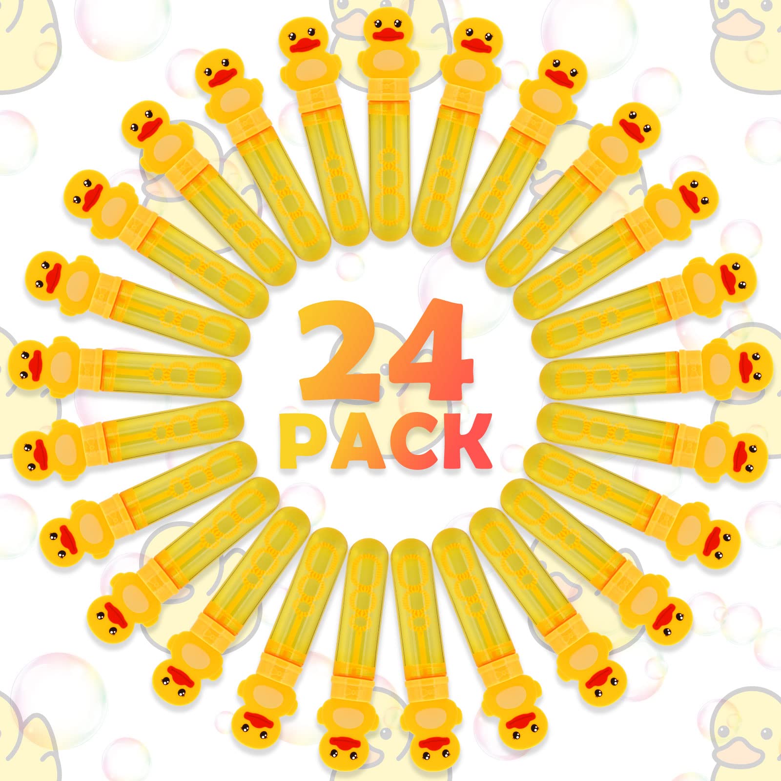 Bubbles for Kids Rubber Duck Toy Party Favors 24 pcs Outdoor Bubble Wands Birthday Party Gift Bath Toy Rubber Duck Pool Toy Rubber Duck