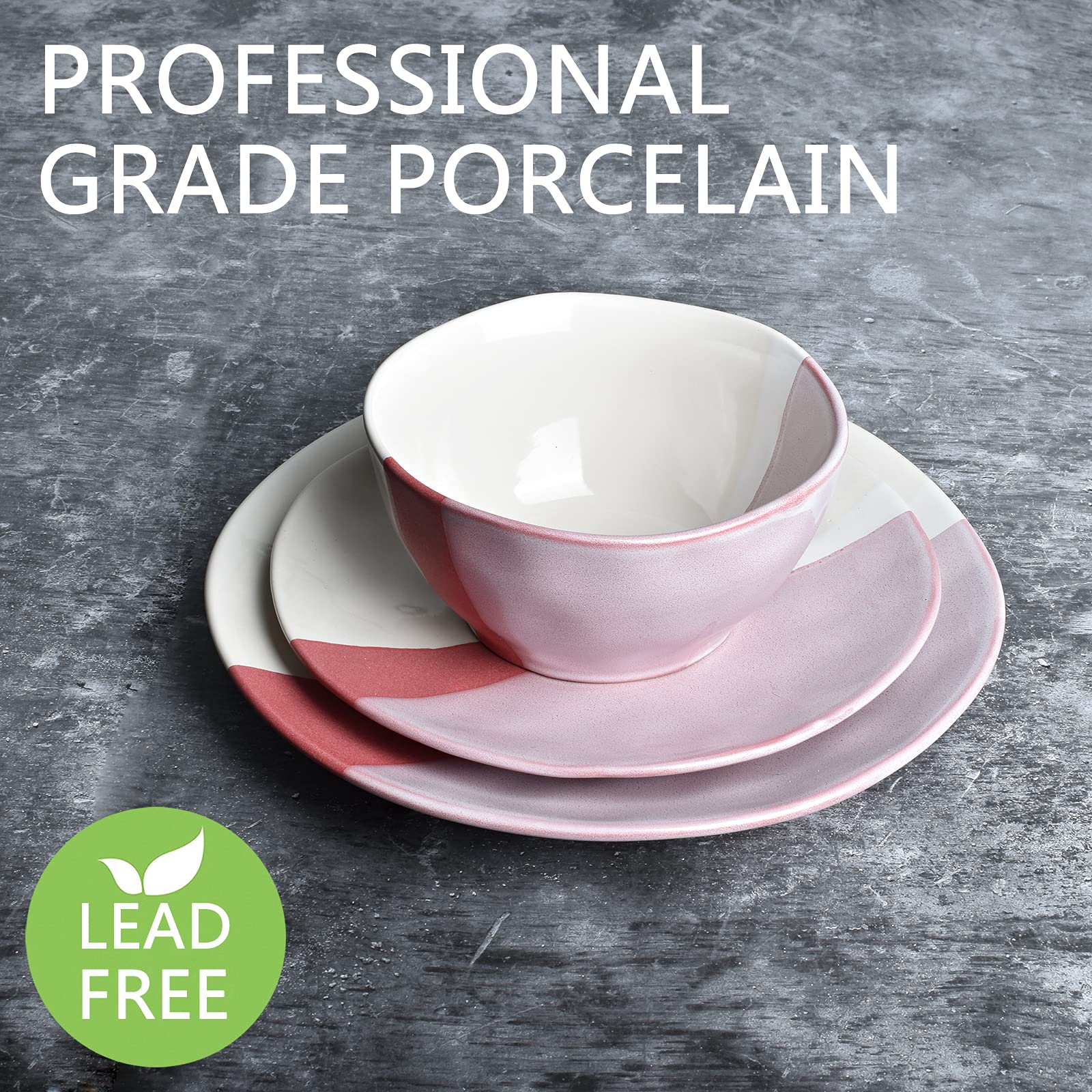 Bosmarlin Stoneware Dinnerware Set, Service for 4, 12 Piece, Microwave and Dishwasher Safe, Reactive Glaze (Blue Green)