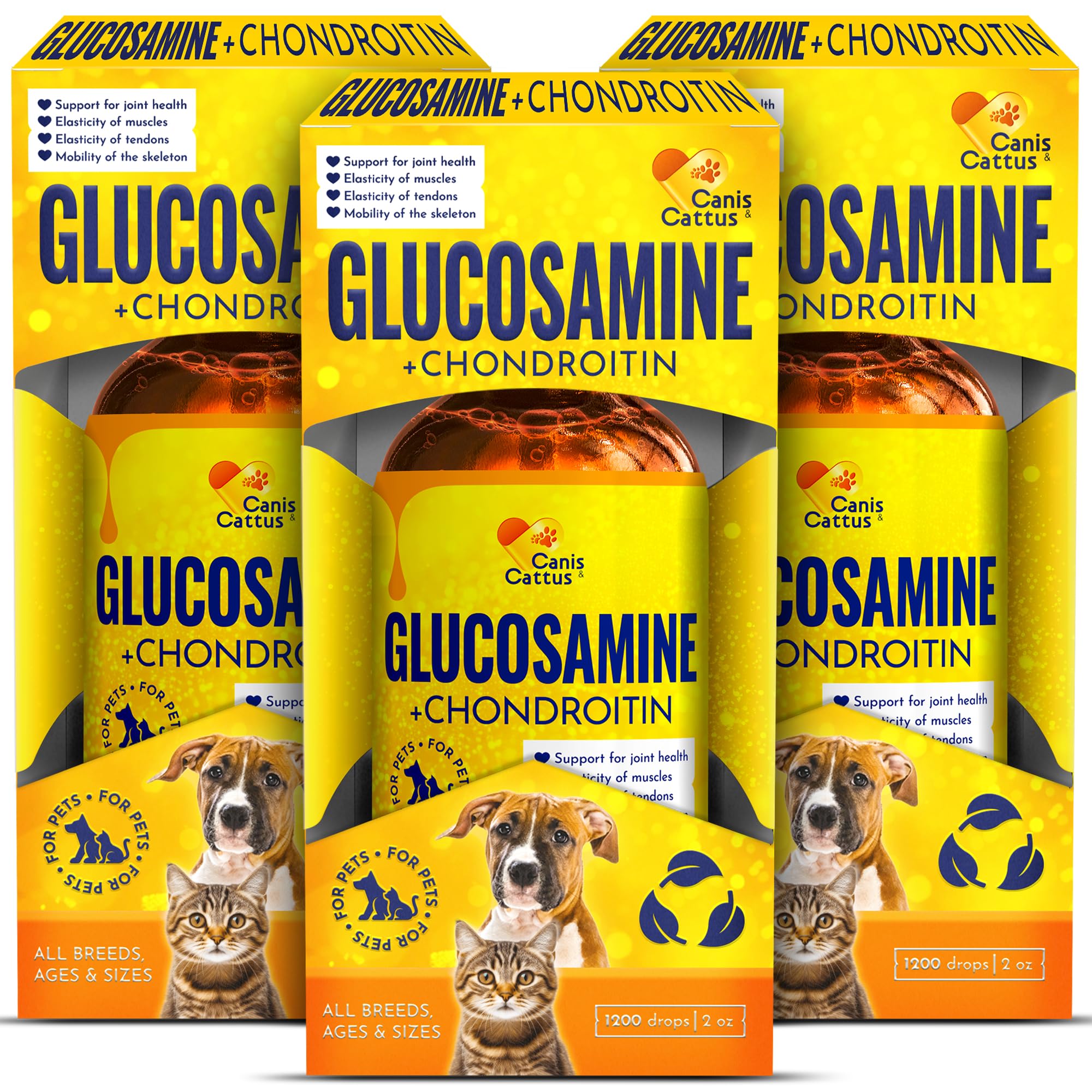 Liquid Glucosamine for Dogs & Cats 3 Pack x 2 Oz | Hip and Joint Supplement for Dogs in a Liquid Form | Cat Joint Supplement and Dog Joint Liquid Supplement | Convenient Pack of 3 Items 2 Oz Each